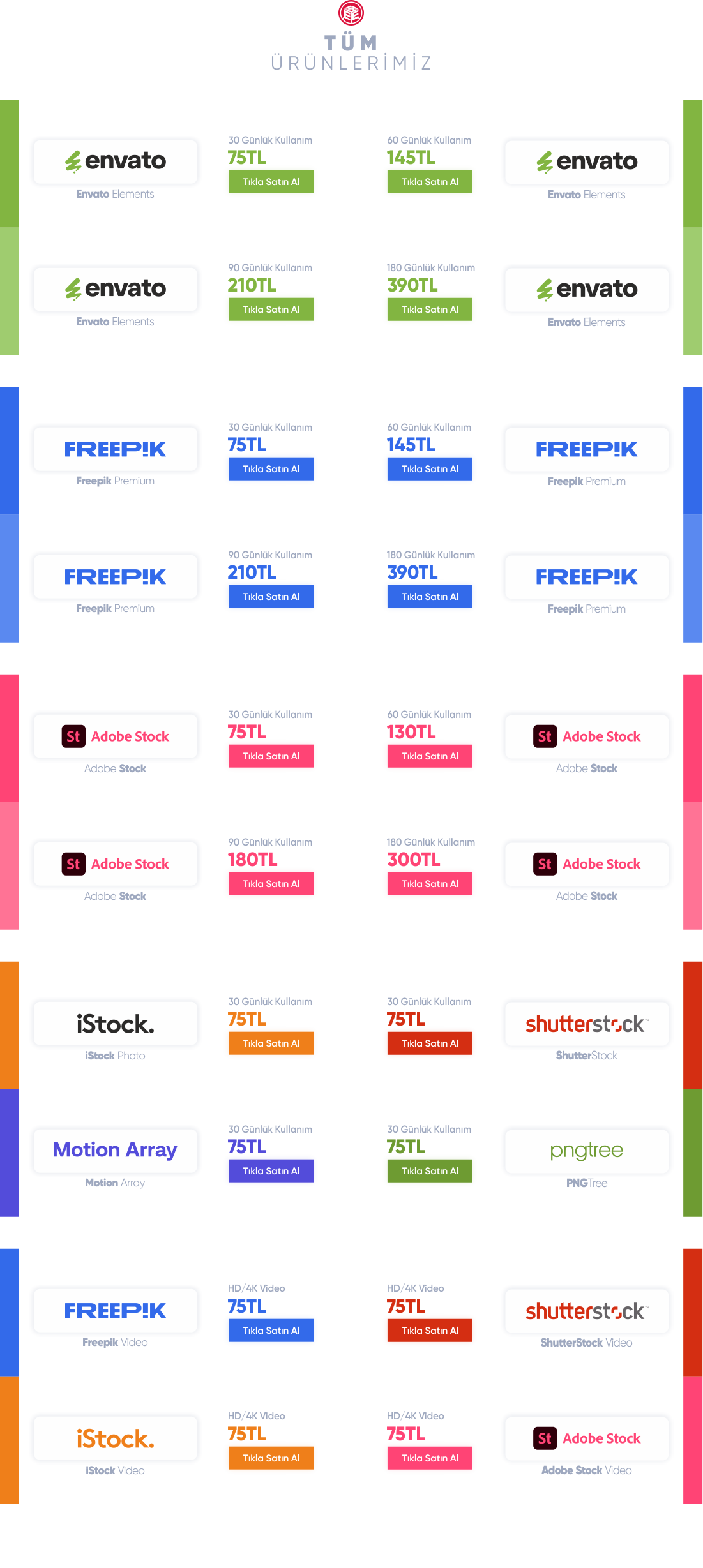 PİYASANIN EN İYİSİ Envato Elements Freepik Flaticon Adobe Stock Shutterstock iStock Photos ...