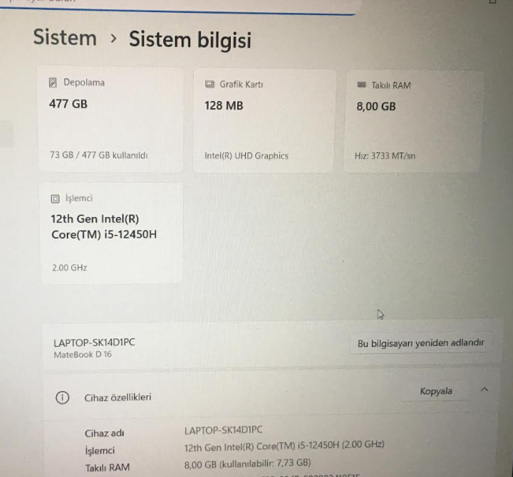 2 aylık huawei laptop satılıktır. - R10.net