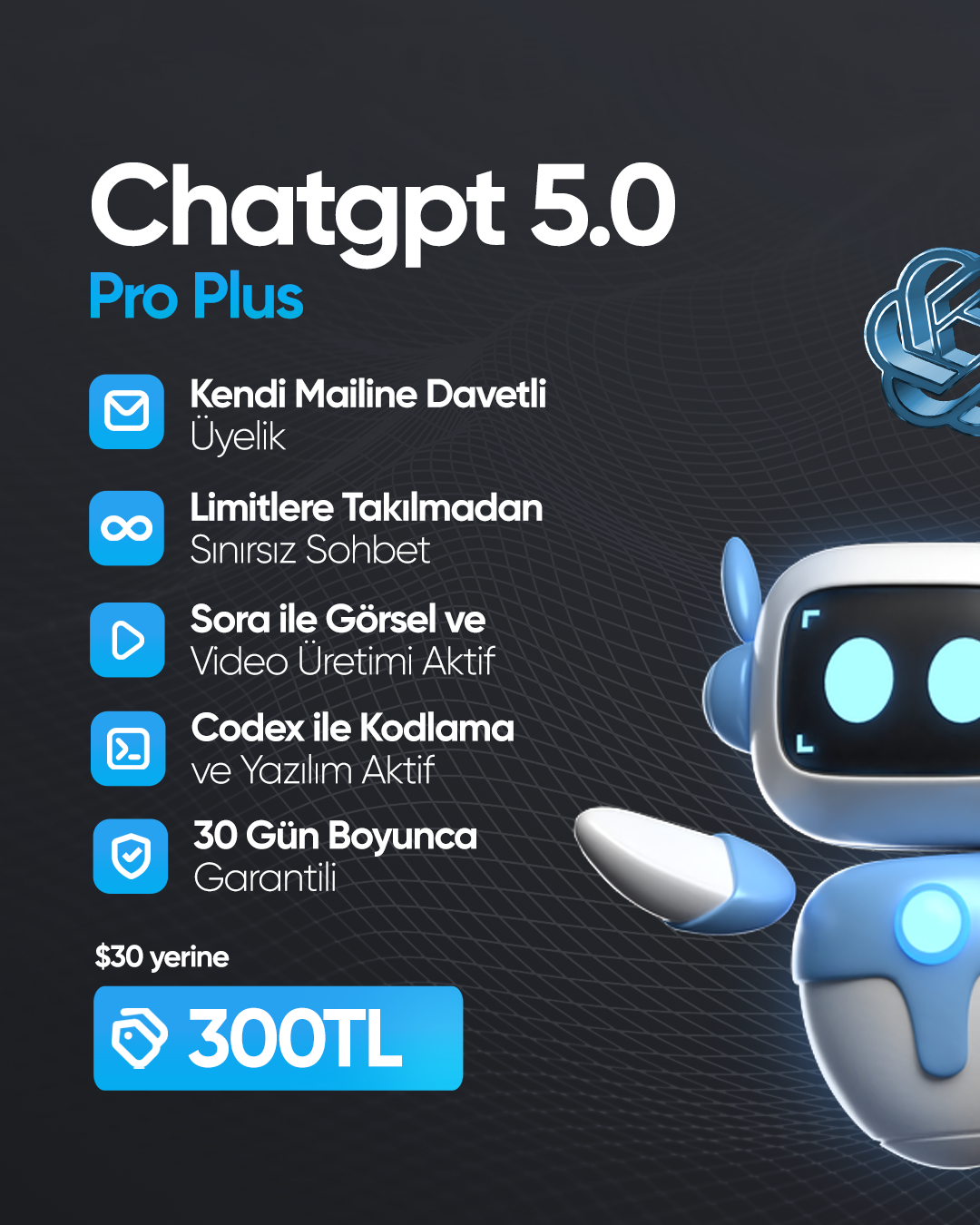 CHATGPT 5.0 PRO PLUS | KENDİ MAİLİNE DAVETLİ ÜYELİK | ANINDA ve HIZLI ...