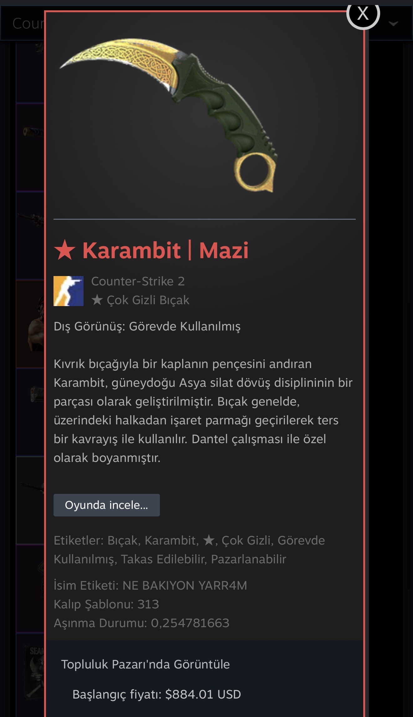 KARAMBİT LORE yarı fiyatına - R10.net