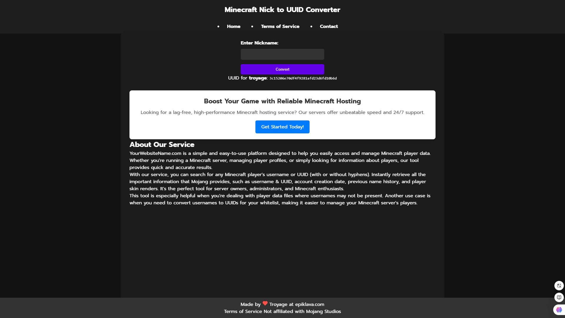 Free Minecraft Nickname to UUID Converter by Epla Studio | SpigotMC - High Performance Minecraft ...