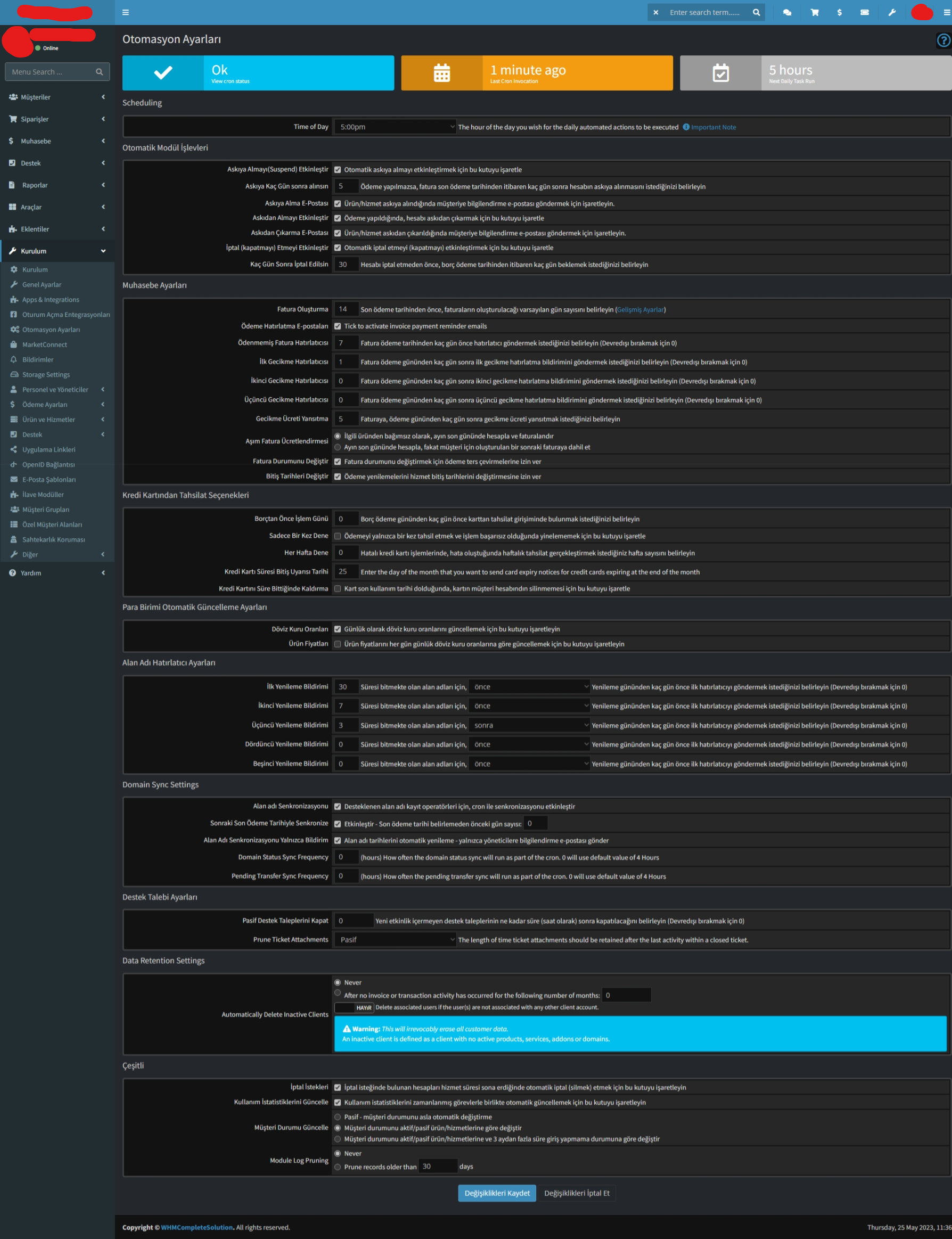 WHMCS Etki Alanı Senkronizasyonu Cron Raporu - R10.net