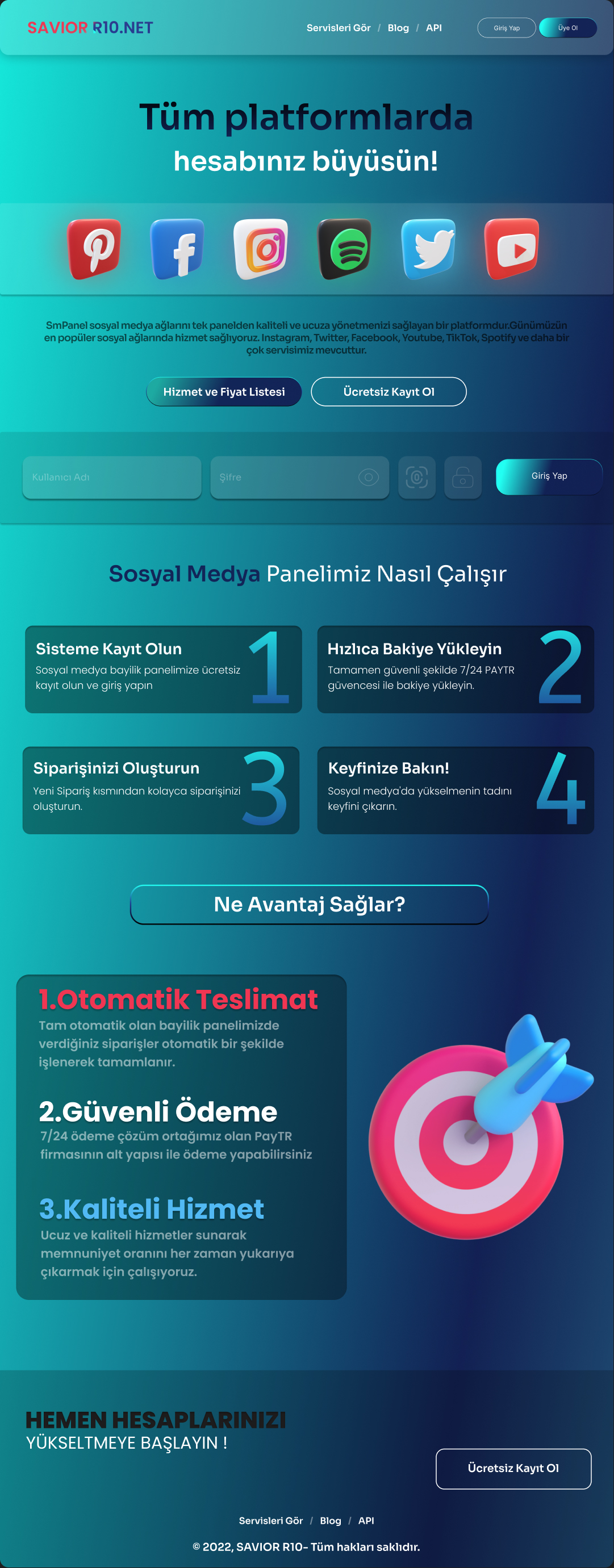 UI Design Smm Panel Landing Page - R10.net