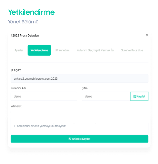 Mobil Proxy ⭐ API Reset ⭐ IP Izni & Kullanıcı Adı-Şifre ⭐ Anlık Deneme ⭐ Günlük-Haftalık-Aylık ...