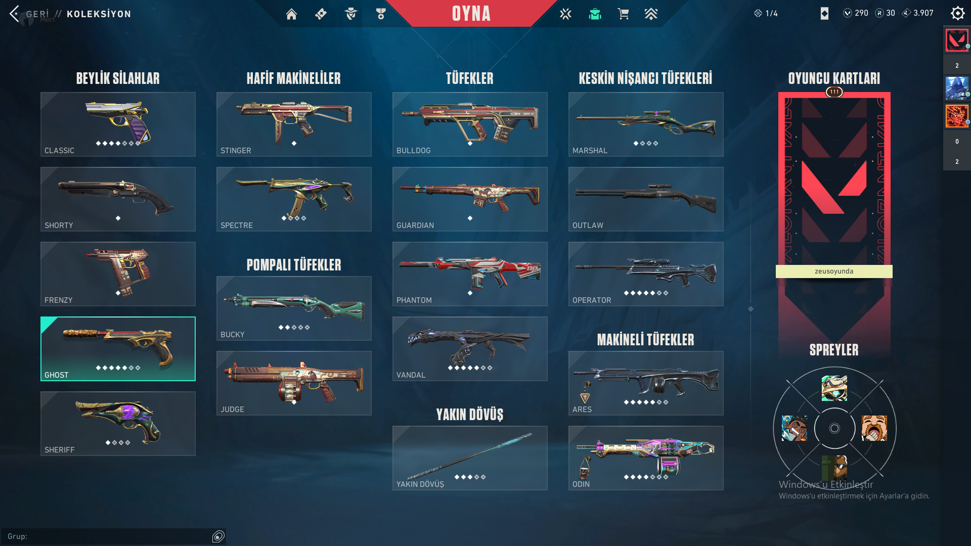 Satılık full skinli valorant hesabı 118 level - R10.net