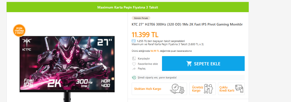 Ktc 27 İnc 2K 300 Hz Monitör - R10.net
