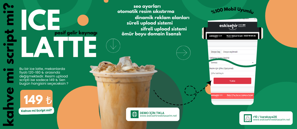 1 ICE LATTE FİYATINA! Pasif Gelir Kaynağı! Gelişmiş Resim Upload Scripti - R10.net