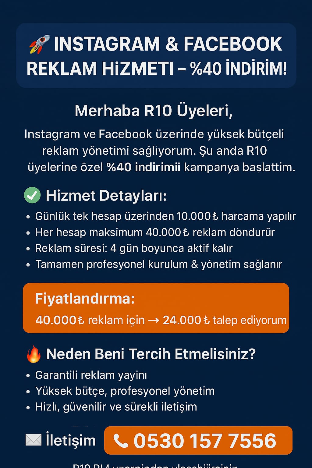 Instagram & Facebook Reklam Hizmeti – %40*İNDİRİM! - R10.net