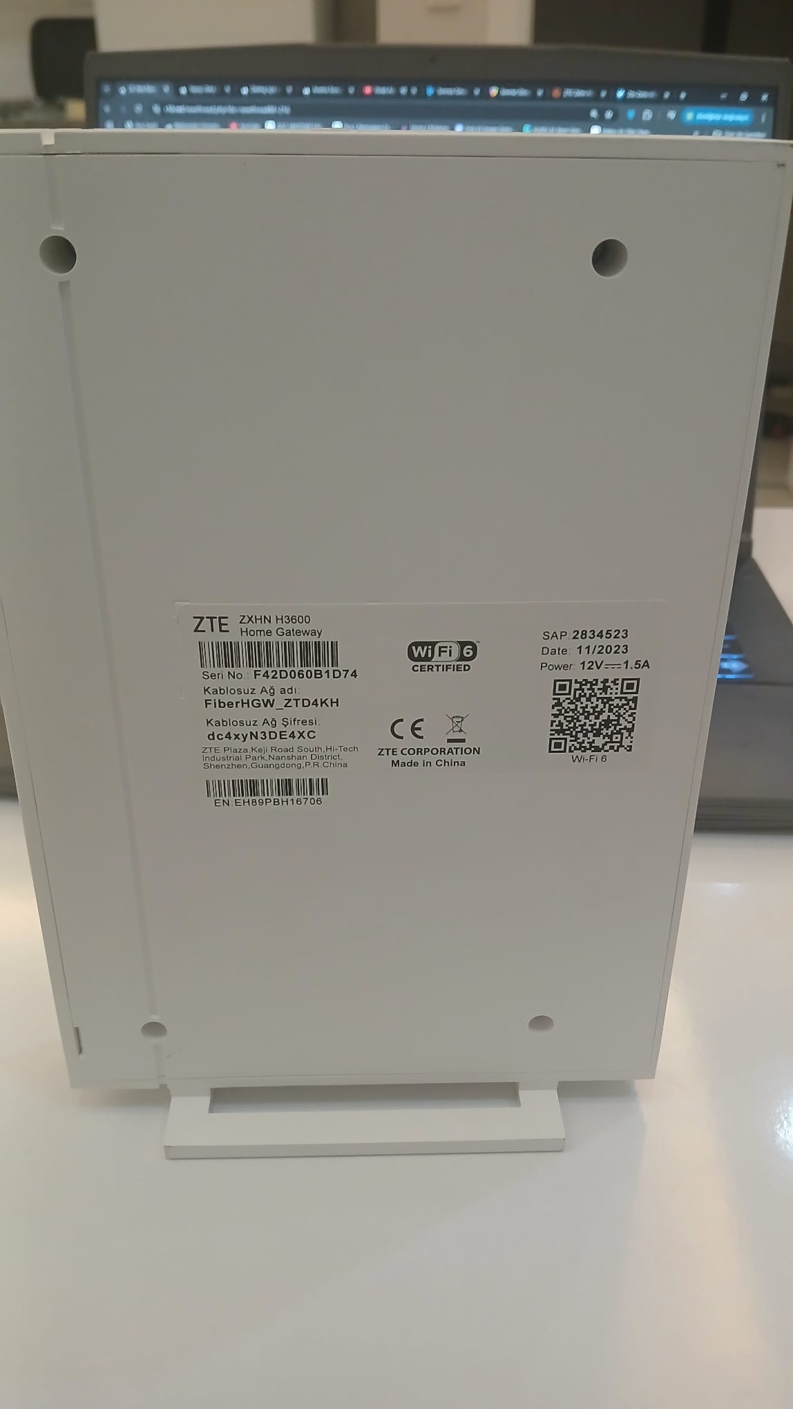 ZTE Zxhn H3600 5ghz Süperonline 802.11ax Home Gatawey Fiber Wan/route ...